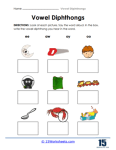 Vowel Diphthongs Worksheets | Early Readers - 15 Worksheets.com