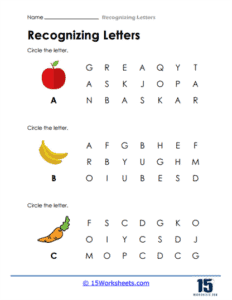 Letter Recognition Worksheets | Alphabet Skills - 15 Worksheets.com