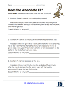 Anecdotes Worksheets - 15 Worksheets.com