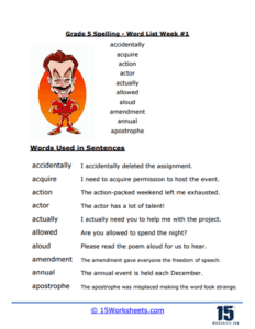 5th Grade Spelling Words Worksheets | Lists & Context - 15 Worksheets.com