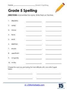 5th Grade Spelling Words Worksheets | Lists & Context - 15 Worksheets.com