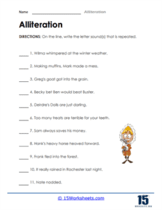 Alliteration Worksheets - 15 Worksheets.com