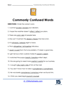 Commonly Confused Words Worksheets - 15 Worksheets.com