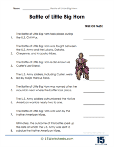 Battle of Little Big Horn Worksheets | Historic Conflict - 15 ...