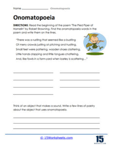 Onomatopoeia Worksheets | Figurative Language Use - 15 Worksheets.com
