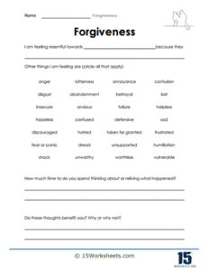 Forgiveness Worksheets - 15 Worksheets.com