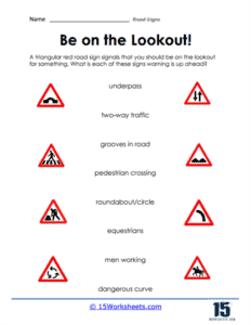 Road Signs Worksheets - 15 Worksheets.com