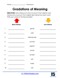 Thesaurus Worksheets | Boost Expression - 15 Worksheets.com