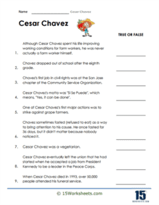 Cesar Chavez Worksheets - 15 Worksheets.com