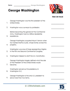 George Washington Worksheets - 15 Worksheets.com
