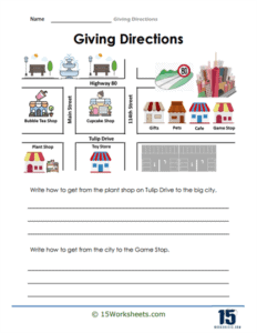 Giving Directions Worksheets | Navigation Skills - 15 Worksheets.com