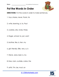 Scrambled Sentences Worksheets | Writing Sets - 15 Worksheets.com