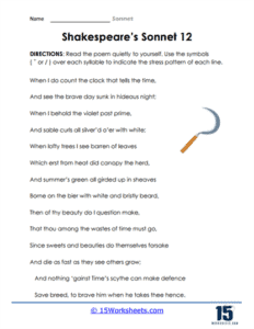 Sonnets Worksheets | Rhythm & Rhyme Tools - 15 Worksheets.com