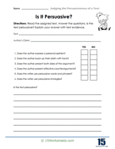 Persuasiveness of a Text Worksheets - 15 Worksheets.com