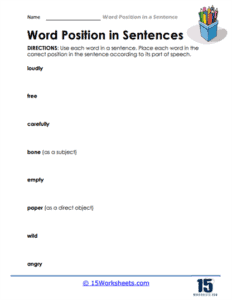 Word Position in a Sentence Worksheets | Grammar Practice - 15 ...