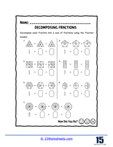 Decomposing Fractions Worksheets | Parts and Sums - 15 Worksheets.com