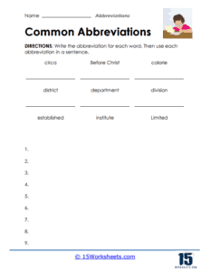 Abbreviations Worksheets - 15 Worksheets.com