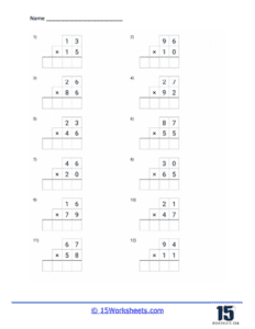 2 digit by 2 digit Multiplication Worksheets - 15 Worksheets.com