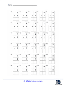 1 Digit Subtraction Worksheets - 15 Worksheets.com