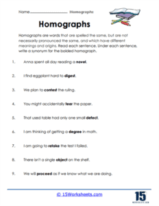 Homograph Worksheets | Multiple Meanings & Usage - 15 Worksheets.com