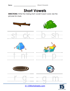 Short Vowels Worksheets | Build Fluency - 15 Worksheets.com