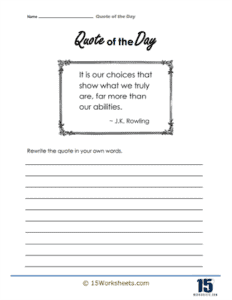 Quote of the Day Worksheets - 15 Worksheets.com