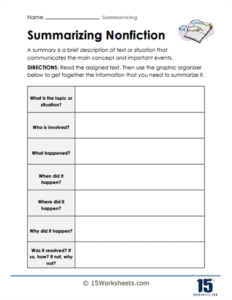 Summarizing Worksheets - 15 Worksheets.com