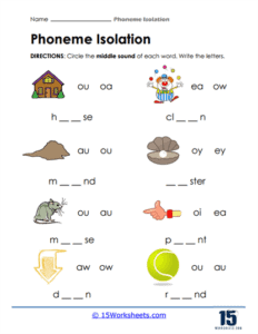 Phoneme Isolation Worksheets - 15 Worksheets.com
