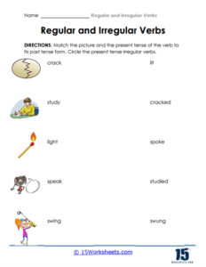 Regular and Irregular Verbs Worksheets | Grammar Series - 15 Worksheets.com
