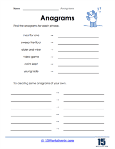 Anagrams Worksheets - 15 Worksheets.com