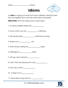 Idioms Worksheets | Using Figurative Expressions - 15 Worksheets.com