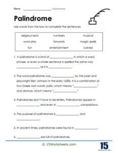 Palindromes Worksheets - 15 Worksheets.com