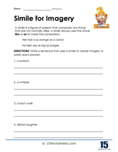 Imagery Worksheets | Figurative Language - 15 Worksheets.com