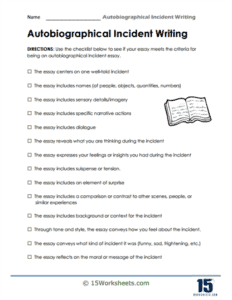 Autobiographical Writing Worksheets | Self-Discovery - 15 Worksheets.com