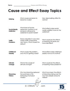 Cause and Effect Essay Worksheets - 15 Worksheets.com