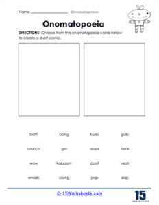 Onomatopoeia Worksheets | Figurative Language Use - 15 Worksheets.com