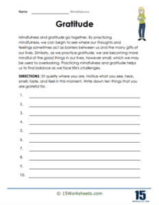 Mindfulness Worksheets | Thoughtful PDFs - 15 Worksheets.com