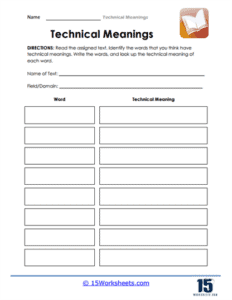 Technical Meanings Worksheets - 15 Worksheets.com