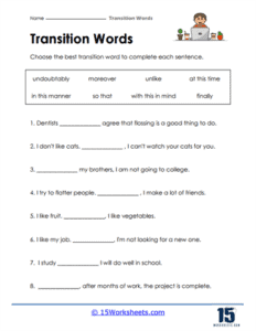 Transition Words Worksheets | Linking Ideas - 15 Worksheets.com
