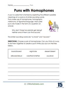 Puns Worksheets - 15 Worksheets.com