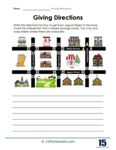 Giving Directions Worksheets | Navigation Skills - 15 Worksheets.com