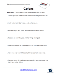 Colons Worksheets | Strengthen Writing Mechanics - 15 Worksheets.com
