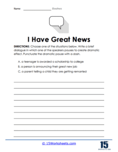 Dashes Worksheets | Adding Emphasis with Em and En - 15 Worksheets.com