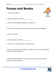 Pauses Worksheets | Enhance Writing Flow - 15 Worksheets.com