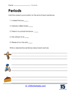 Periods Worksheets | Strengthen Sentence Closure - 15 Worksheets.com