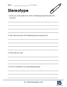 Stereotypes Worksheets | Perspective Shift - 15 Worksheets.com