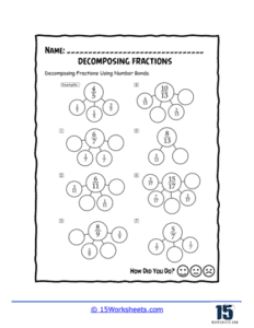 Decomposing Fractions Worksheets | Parts and Sums - 15 Worksheets.com