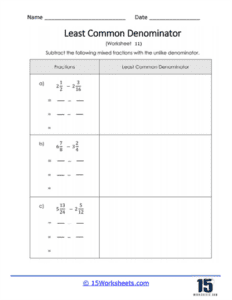 Least Common Denominator Worksheets | Fraction Series - 15 Worksheets.com