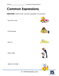 Common Expressions Worksheets | Language - 15 Worksheets.com