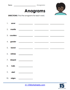 Anagrams Worksheets - 15 Worksheets.com